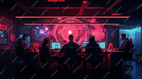 Premium Ai Image Futuristic Cybersecurity Workspace Featuring