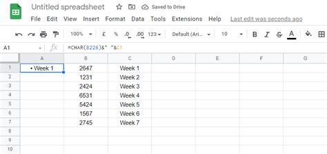 How To Add Bullet Points In Google Sheets