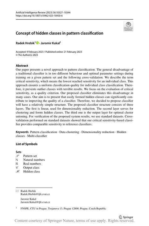 Pdf Concept Of Hidden Classes In Pattern Classification
