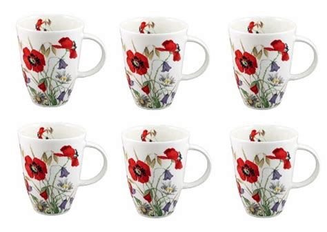 Roy Kirkham Louise Mug English Meadow Set Of 6 Bone China Ceramic