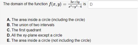 calculus domain of multivariable function xy plane except circle