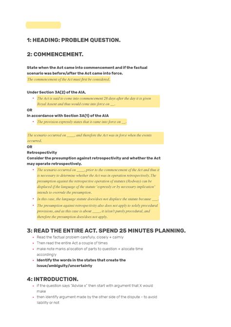 Final Exam Summary State When The Act Came Into Commencement And If The Factual Scenario Was