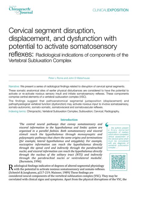 Chiropractic Vertebral Subluxation Complex Subluxation Cervical Radiography Page 1