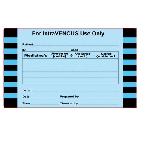 Intravenous Label Mermed Medical Supplies