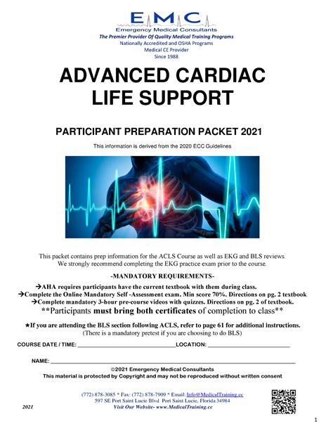 Aha Acls Prep Packet 2021 New Advanced Cardiac Life Support