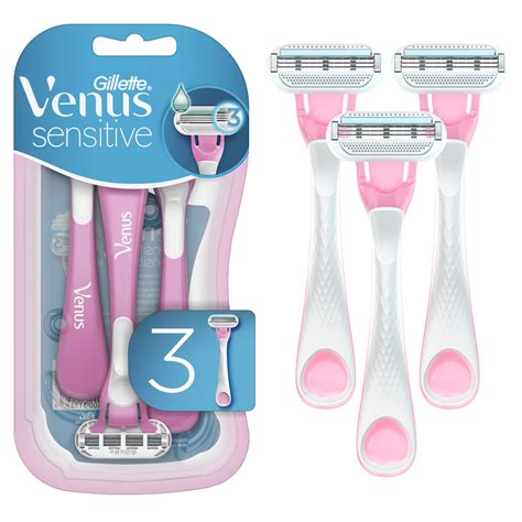 Venus Gillette Sensitive Womens Disposable Razor 3 Count Pink