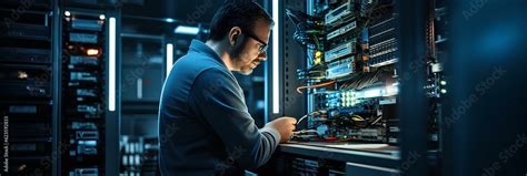 Internet Business Digital Technology Network And Cybersecurity Of Data Center With Engineer