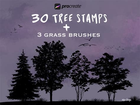 Procreate Tree Brushes Trees Stamp Set Procreate Brush Pack Etsy