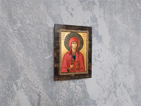 St Mary Magdalene Icon Handmade Byzantine Style Wooden Christian