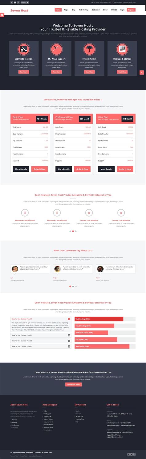 seven host hosting wordpress theme