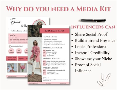 2 Page Media Kit Template And Rate Sheet Instagram Influencer Blogger