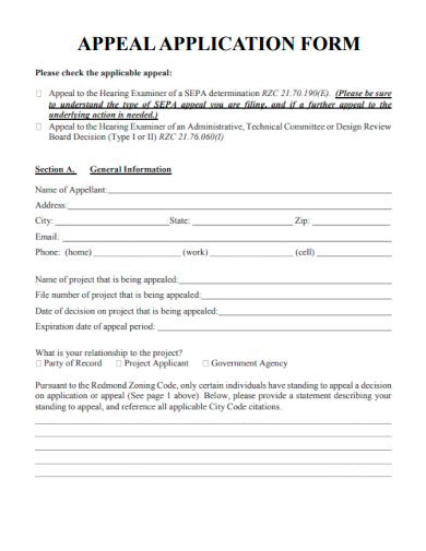 Free 34 Appeal Form Samples In Pdf