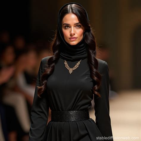 Beautiful Arab Princess On Runway Fashion Show Stable Diffusion Online