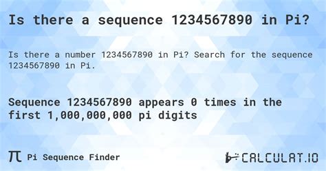 Is There A Sequence 1234567890 In Pi Calculatio