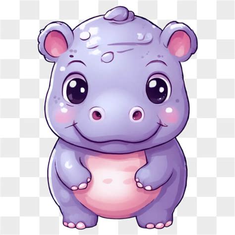 Descarga Hipopótamo Morado Kawaii Kawaii En Línea Creative Fabrica