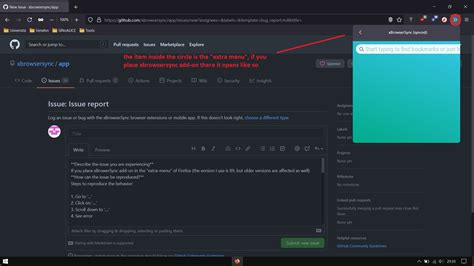 xbrowsersync add on viewing graphical bug if placed in firefox extra