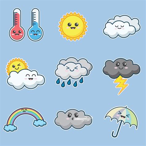 Set Of Cute Weather Icons 48054529 Vector Art At Vecteezy