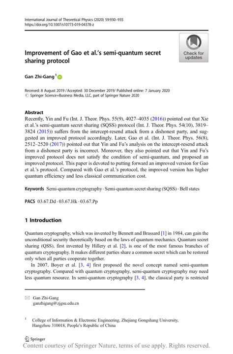 improvement of gao et al s semi quantum secret sharing protocol