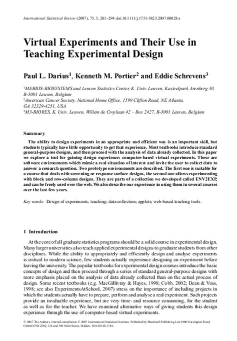pdf virtual experiments and their use in teaching experimental design