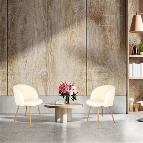 Simplie Fun Adjust Legs Upholstered Teddy Faux Fur Dining Armrest Chair