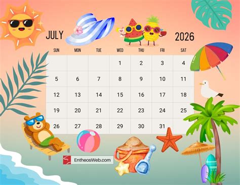 July 2026 Calendar Printables 100 Free Designs Entheosweb