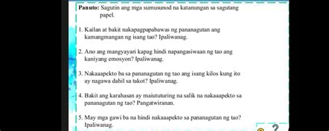 Panuto Sagutin ang mga sumusunod na | StudyX