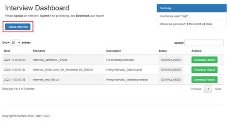 Sentino Interview Dashboard Sentino Personality Api Psychology Nlp