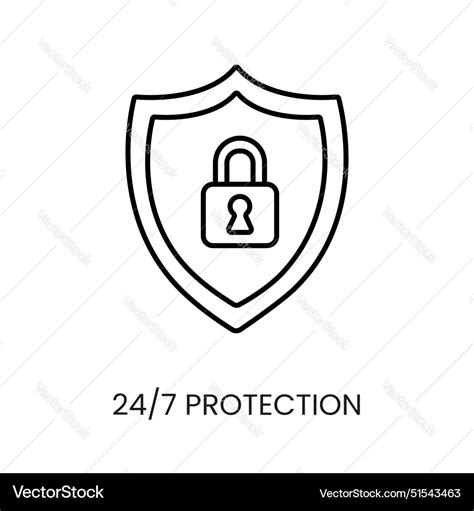 24 On 7 Protection Line Icon For Packaging Vector Image