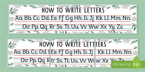 👉 Botanical Themed Cursive Alphabet Display Banner