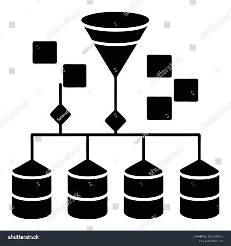 Database Symbols Hierarchical Structure Simplified Network Stock Vector