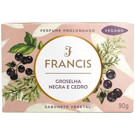 Sabonete Barra Vegetal Francis Groselha Negra E Cedro 90g