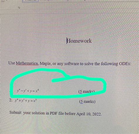 Solved Homework Use Mathematica Maple Or Any Software To