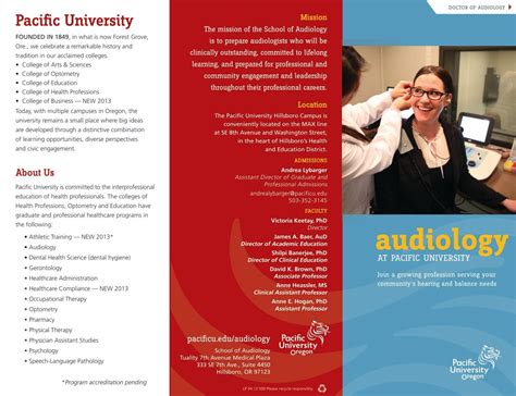 Audiology Brochure Pdf Pacific University