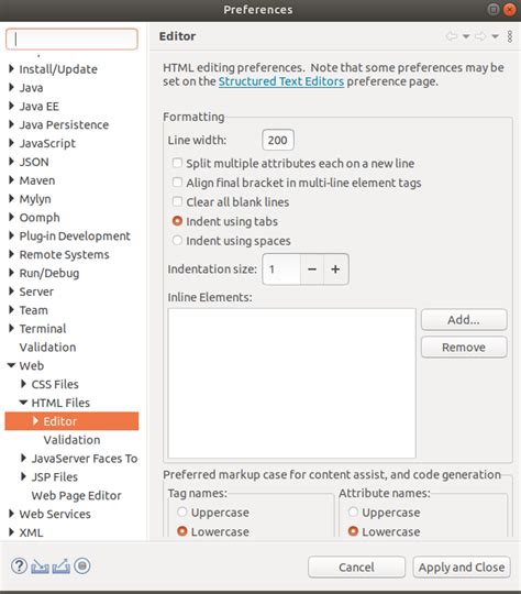 How To Change Eclipse Html Formatting Stack Overflow