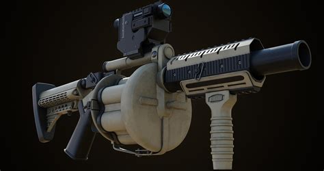 Grenade Launcher Gun Pbr Unity Ue V Ray Textures Sandle 3d Model By