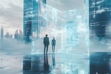 Exploring The Intersection Of Business And Technology Two Figures Analyzing Digital Results In A