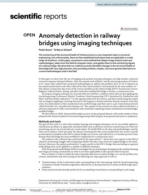 Pdf Anomaly Detection In Railway Bridges Using Imaging Techniques