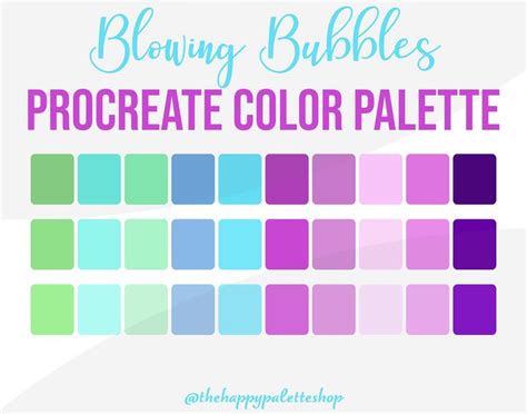 Fun Procreate Color Palette For IPad Digital Art IPad Procreate Tools Blue Procreate Swatches