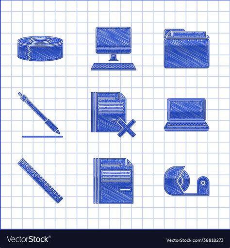 Set Delete File Document File Scotch Laptop Vector Image