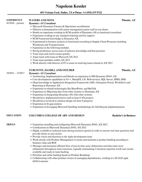 Dynamics Ax Consultant Resume Samples Velvet Jobs