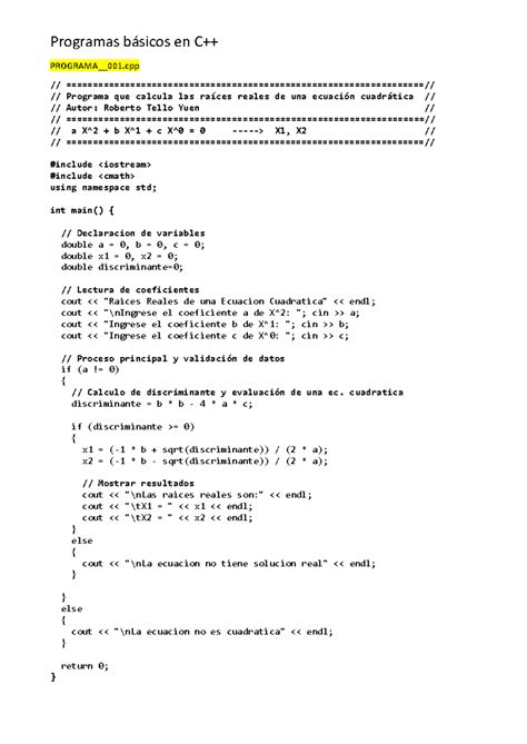 Programas Básicos En C Programas Básicos En C Programa001