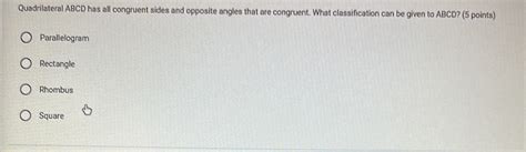Quadrilateral Abcd Has All Congruent Sides And Opposite Angles That Are