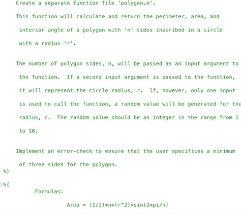 Solved Create A Separate Function File Polygonm This