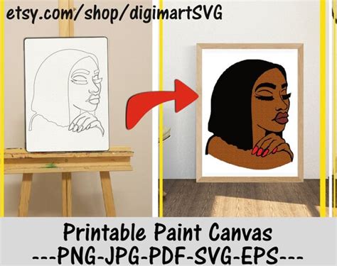 Sexy Woman Printable Paint Canvas Coloring Pages Paint With Etsy