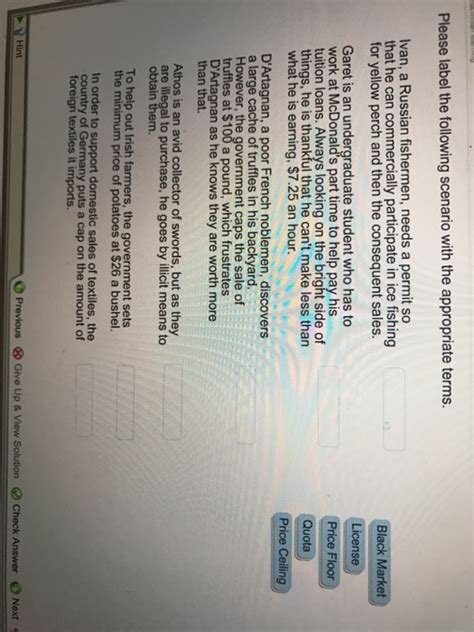 Solved Please Label The Following Scenario With The