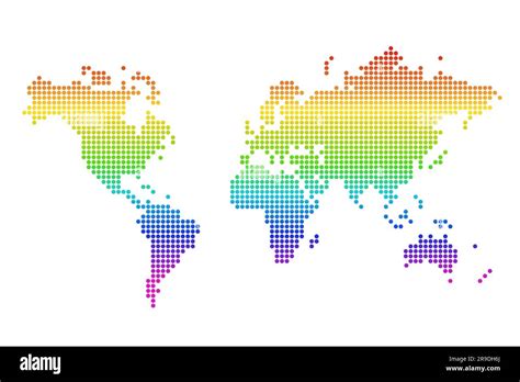 World Map Dotted Style Simple Flat Design Isolated Vector World Map LGBTQ World Rainbow Color