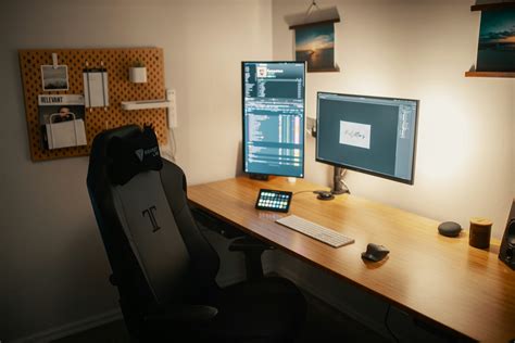 Black Flat Screen Computer Monitor On Brown Wooden Desk Photo Free