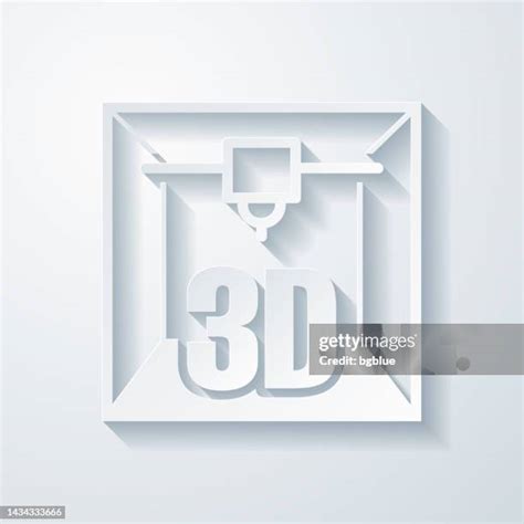 3d Printer Icon With Paper Cut Effect On Blank Background High Res