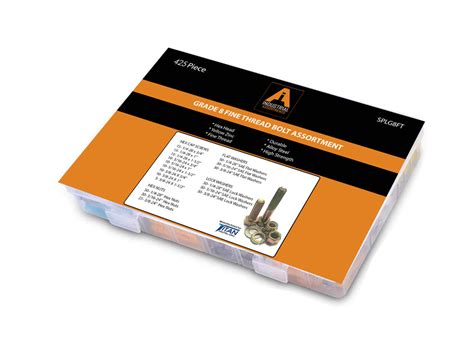 425 Pieces Bolt And Nut Assortment Grade 8 Fine Thread