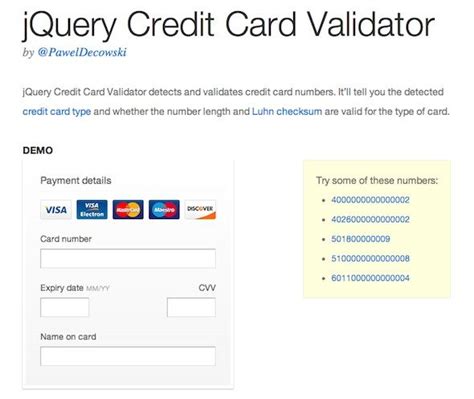 Javascript Credit Card Validator Bingerantique